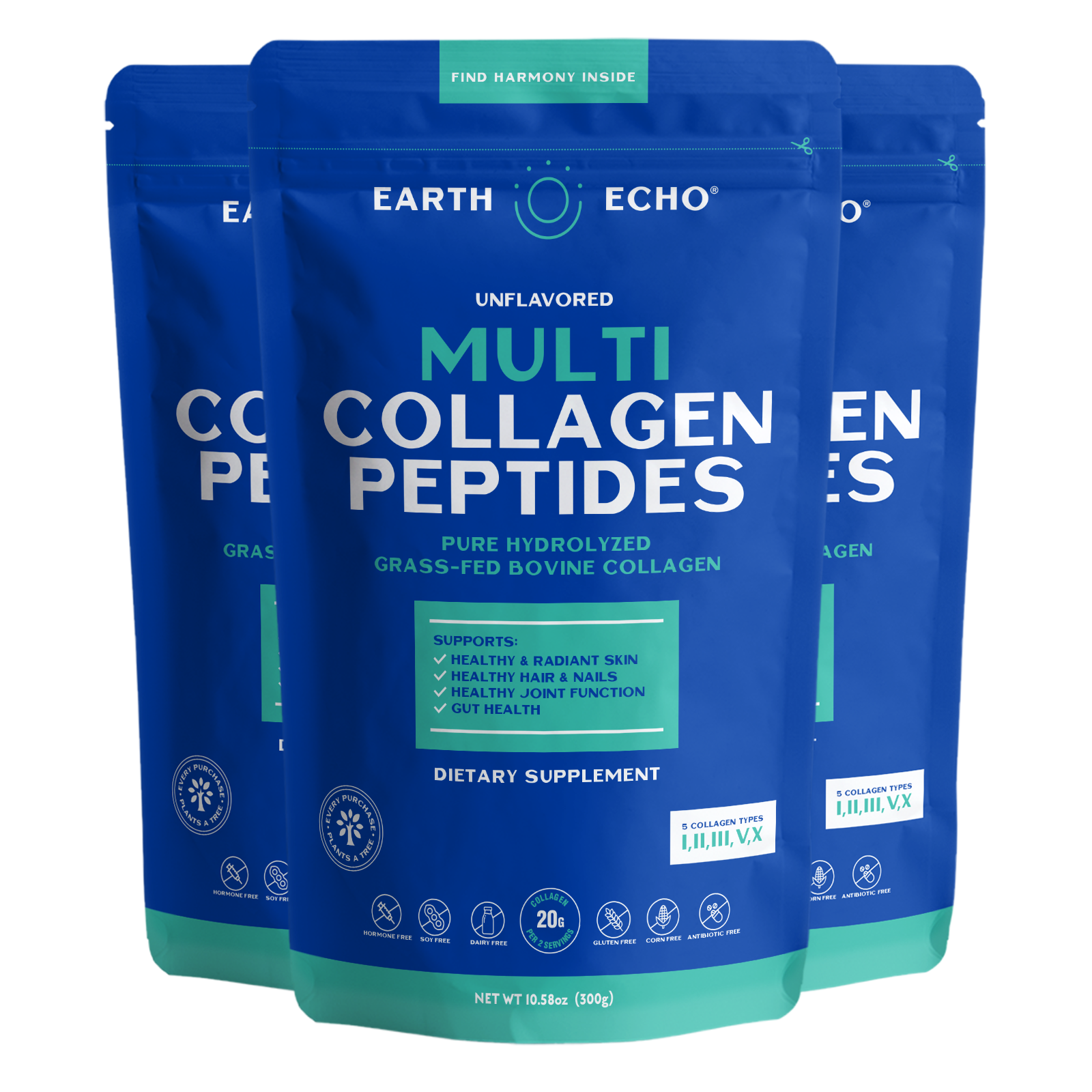Collagen Peptides | 100% Bovine Collagen by Earth Echo Foods